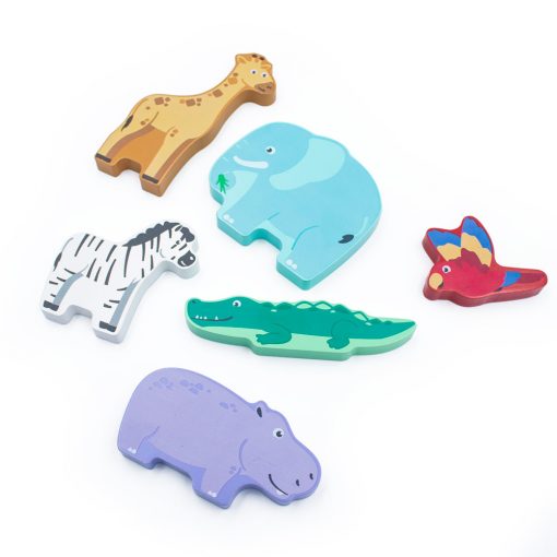 Jumini Wooden Toys - Wooden Safari Chunky Puzzle for 1 years old