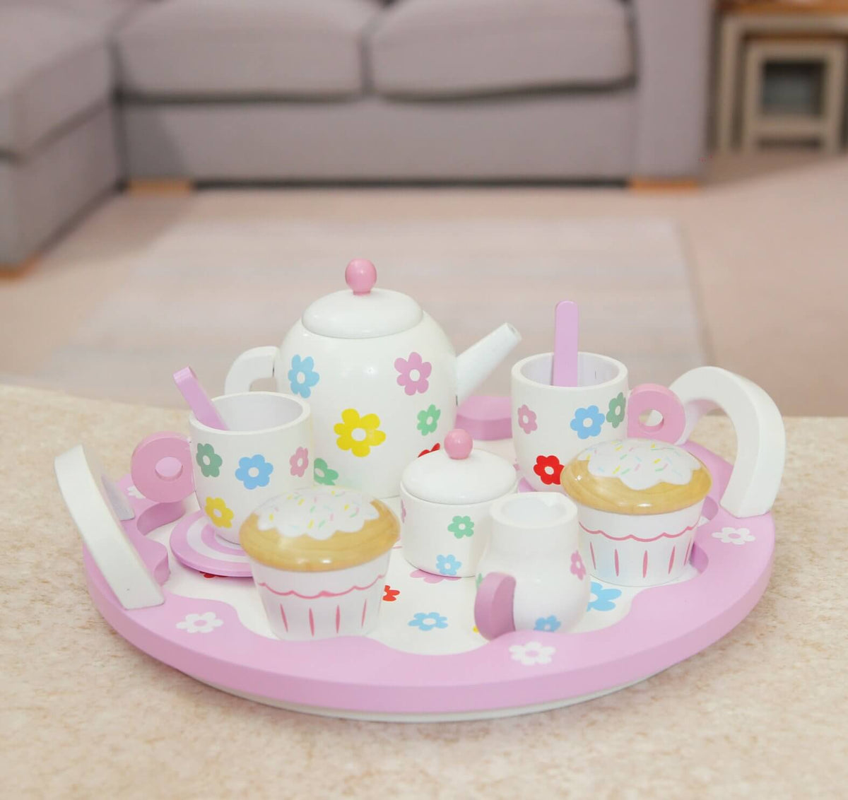 Flower Wooden Afternoon Tea Set – Kids Role Play Toy
