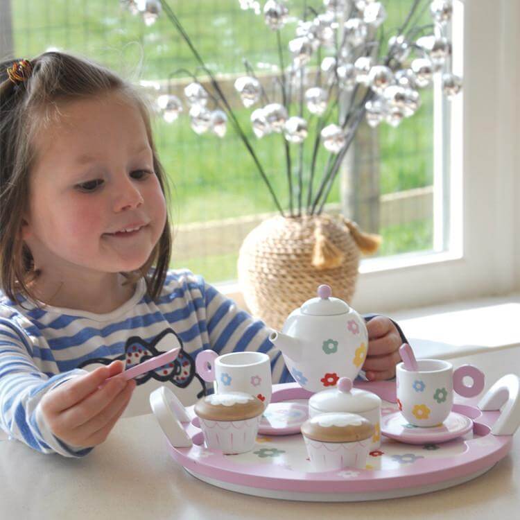 Flower Wooden Afternoon Tea Set – Kids Role Play Toy