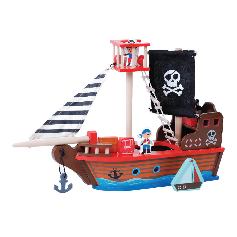 Jumini Toys Wooden Pirate Ship Toy Set for 3 years old