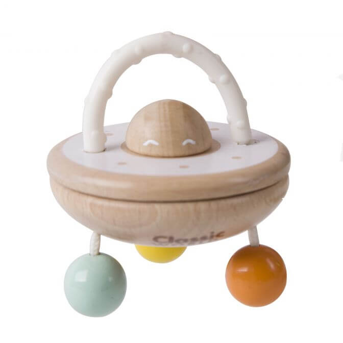 UFO Baby Rattle toys and Wooden Teether for babies of 6 months old